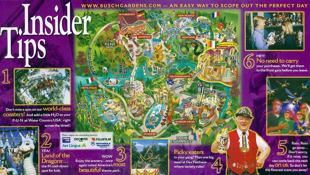 Busch Gardens Williamsburg Map and Brochure (1997 - 2024 ...