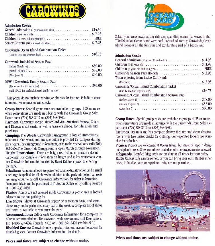 Carowinds Map and Brochure (1976 - 2024) | ThemeParkBrochures.net