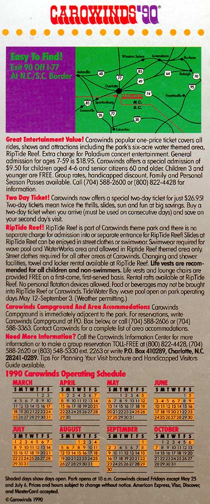 Carowinds Map and Brochure (1983 - 2024) | ThemeParkBrochures.net
