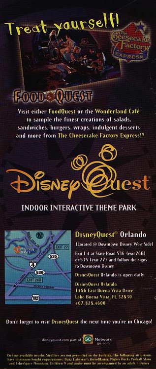DisneyQuest Map and Brochure (2001) | ThemeParkBrochures.net