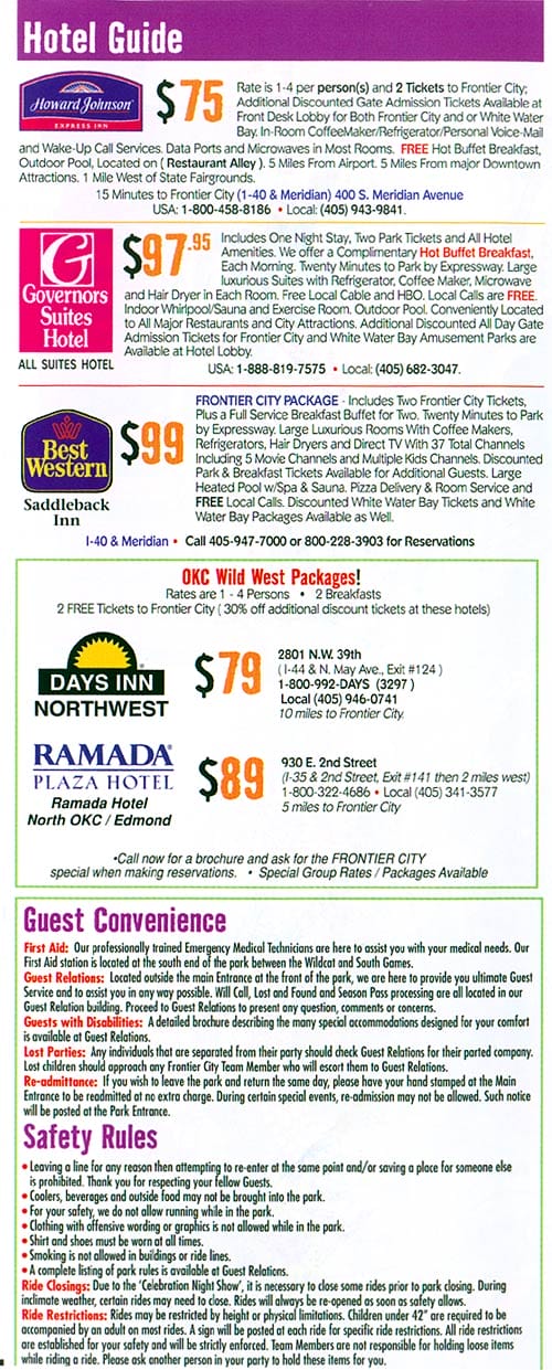 Frontier City Map and Brochure (2003 - 2024) | ThemeParkBrochures.net