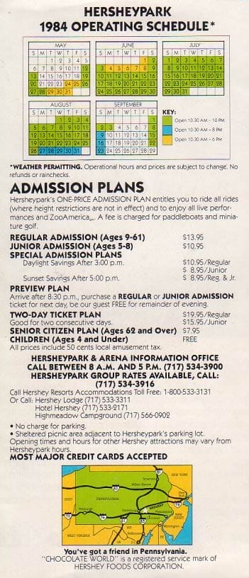 Hersheypark Map and Brochure (1979 - 2024) | ThemeParkBrochures.net