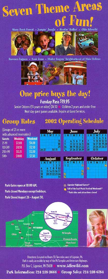 Idlewild & SoakZone Map and Brochure (1997 - 2023) | ThemeParkBrochures.net