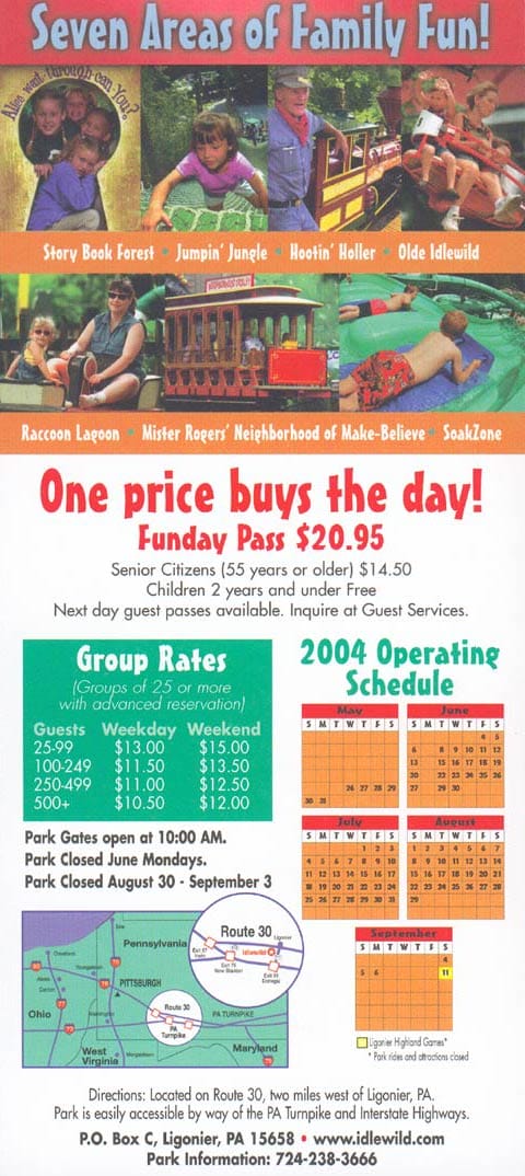 Idlewild & SoakZone Map and Brochure (1997 - 2023) | ThemeParkBrochures.net