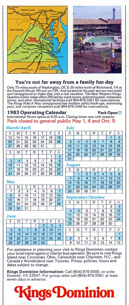 Kings Dominion Map and Brochure (1978 - 2024) | ThemeParkBrochures.net