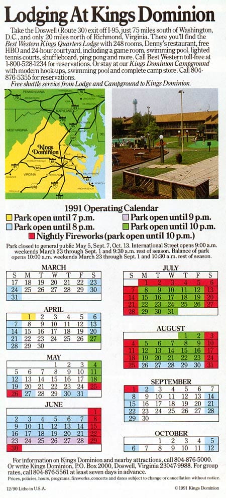 Kings Dominion Map and Brochure (1978 - 2024) | ThemeParkBrochures.net