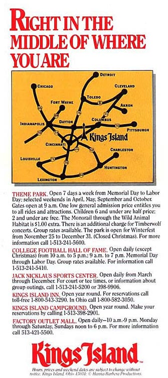 Kings Island Map and Brochure (1972 - 2024) | ThemeParkBrochures.net