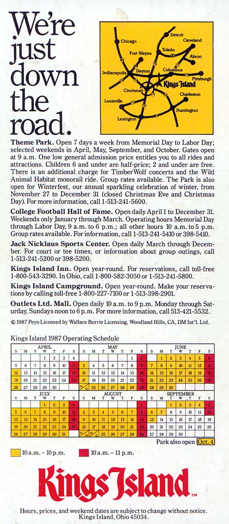 Kings Island Map and Brochure (1972 - 2024) | ThemeParkBrochures.net
