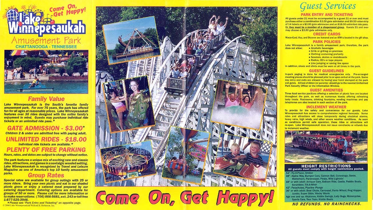 Lake Winnepesaukah Map and Brochure (1990 - 2023) | ThemeParkBrochures.net