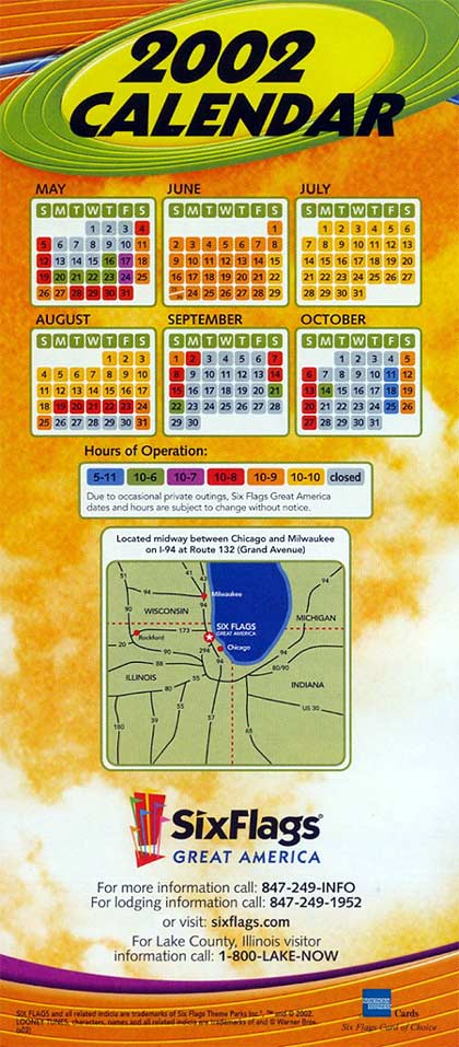 Six Flags Great America Map and Brochure (1985 - 2023 ...