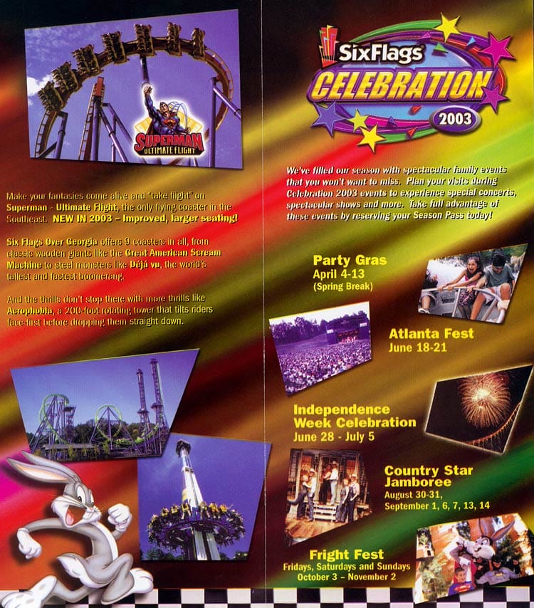 Six Flags Over Georgia Map and Brochure (1979 - 2024 ...