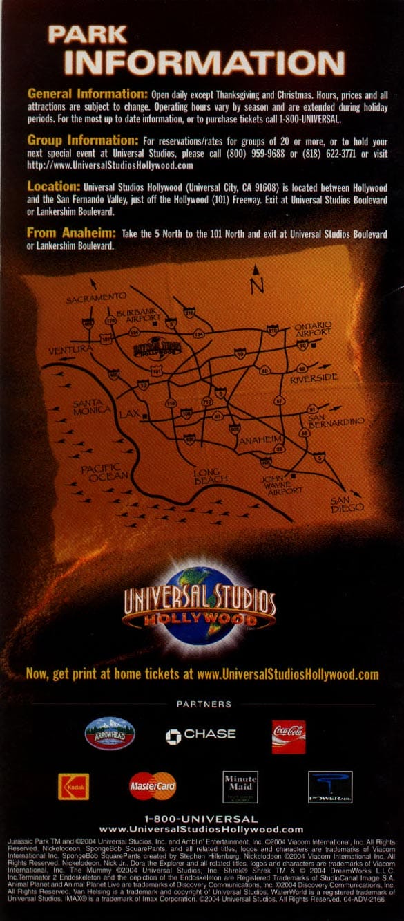 Universal Studios Hollywood Map and Brochure (2024 - 1964 ...