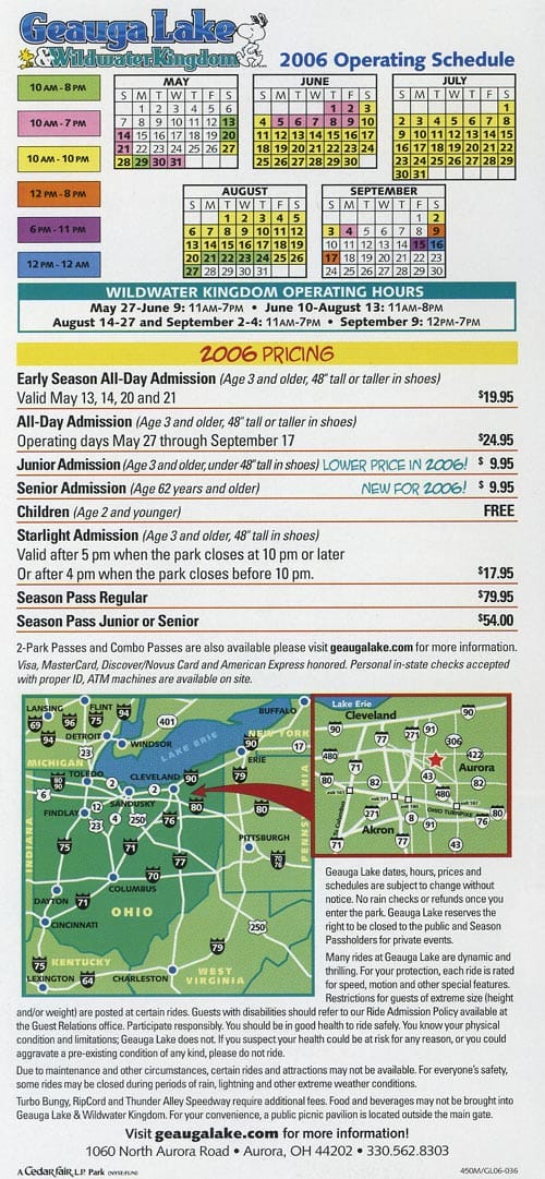 Geauga Lake Map and Brochure (1977 - 2007) | ThemeParkBrochures.net
