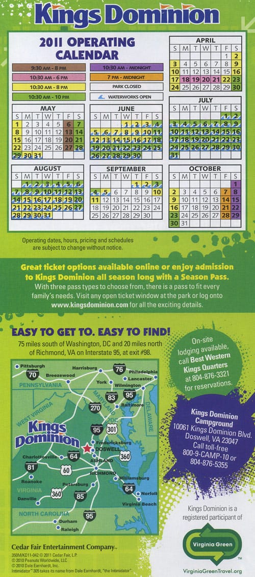 Kings Dominion Map and Brochure (1978 - 2024) | ThemeParkBrochures.net