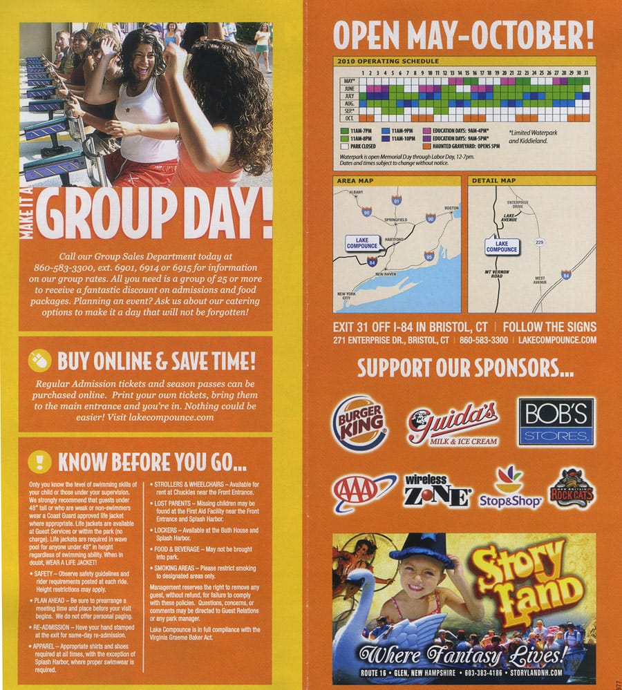 Lake Compounce Map and Brochure (2002 - 2023) | ThemeParkBrochures.net