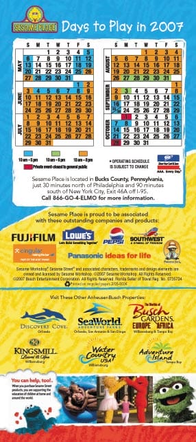 Sesame Place Map and Brochure (2001 - 2024) | ThemeParkBrochures.net