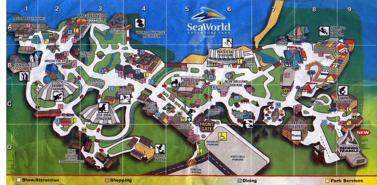 SeaWorld Ohio Map and Brochure (1988 - 2000) | ThemeParkBrochures.net