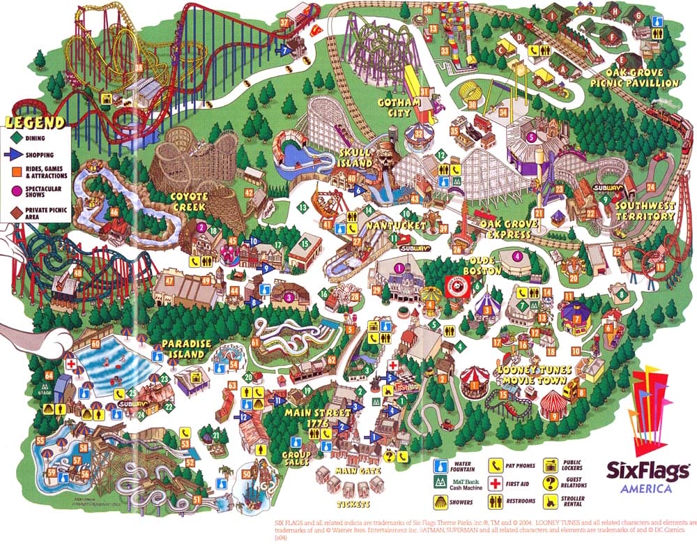 Six Flags America Map and Brochure (1999 - 2023) | ThemeParkBrochures.net