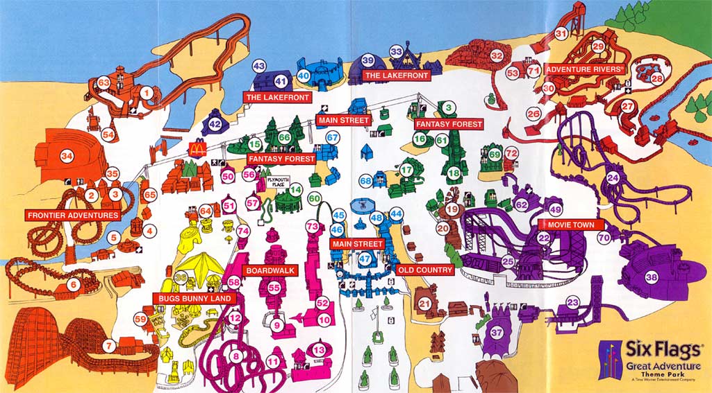 Six Flags Great Adventure Map and Brochure (1974 - 2024 ...