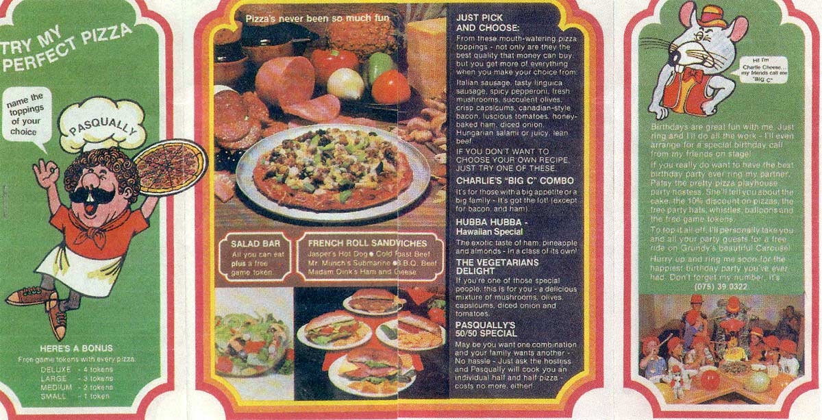 Charlie Cheese's Map and Brochure (1980) | ThemeParkBrochures.net