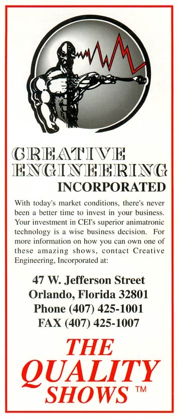 Creative Engineering Inc. Map and Brochure (1990) | ThemeParkBrochures.net