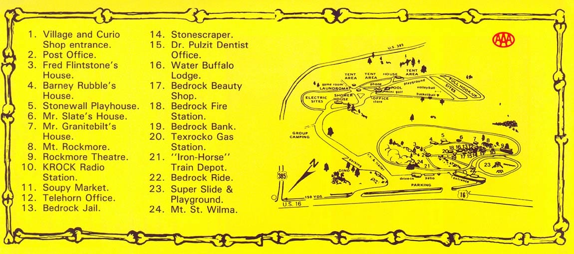 Flintstones Bedrock City Map and Brochure (1980) | ThemeParkBrochures.net