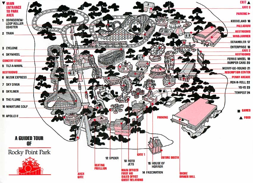 Rocky Point Park Map and Brochure (1980 - 1991) | ThemeParkBrochures.net