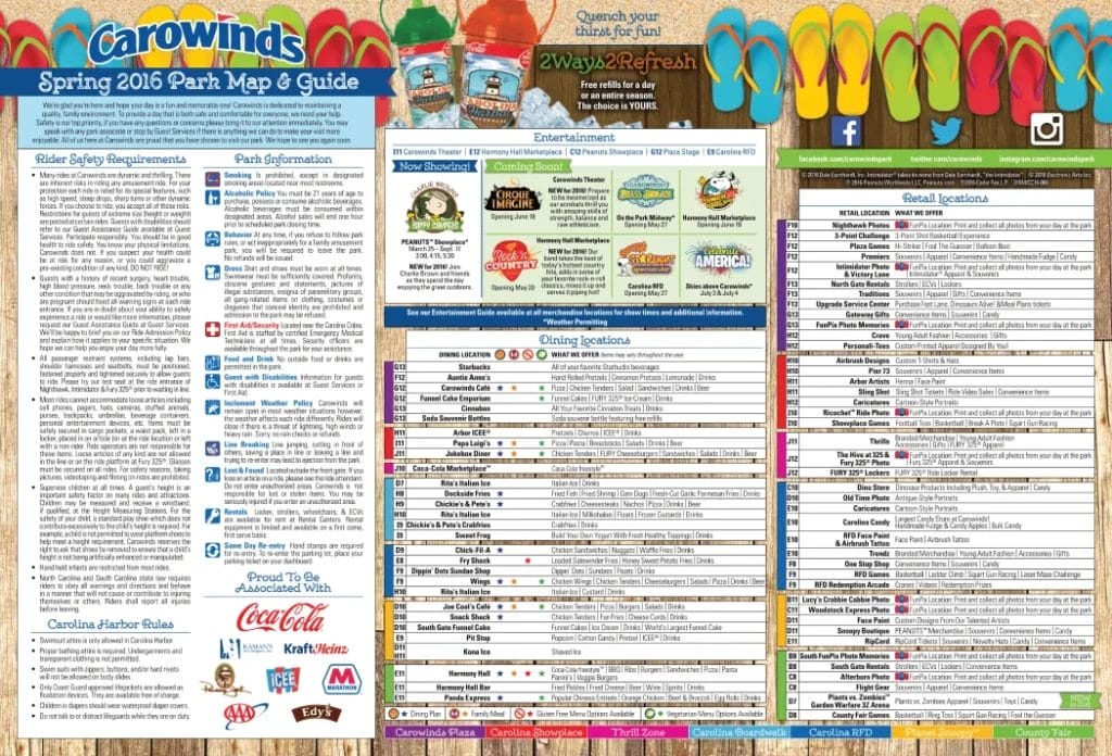 Carowinds Map and Brochure (1976 - 2024) | ThemeParkBrochures.net