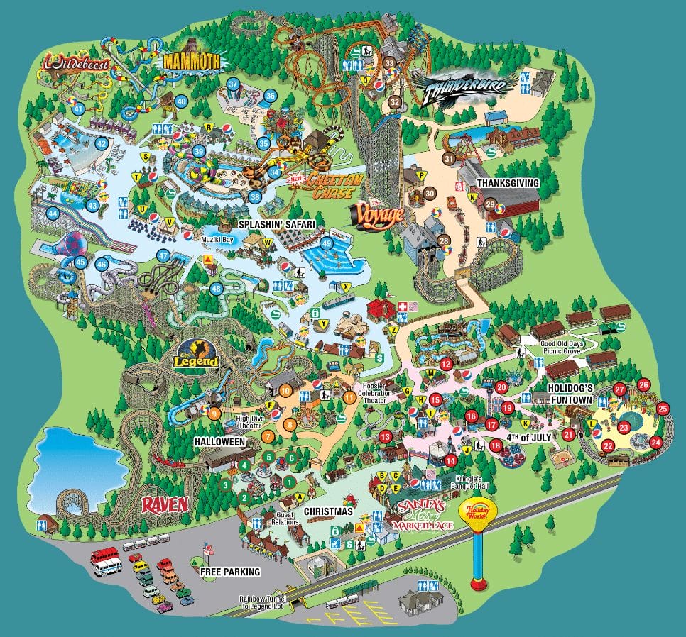 Holiday World & Splashin' Safari Map and Brochure (1986 - 2023 ...