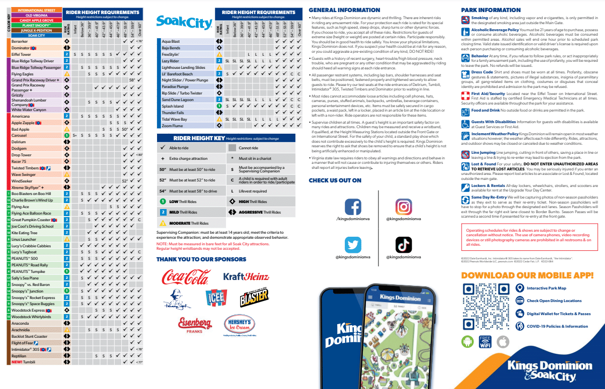 Kings Dominion Map and Brochure (1978 - 2024) | ThemeParkBrochures.net