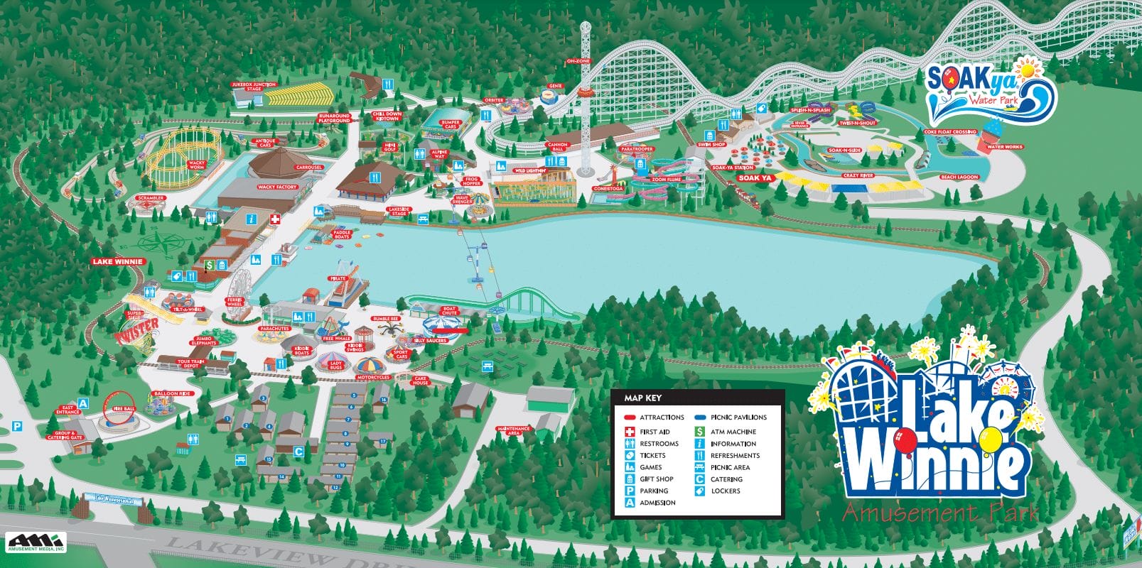 Lake Winnepesaukah Map and Brochure (1990 - 2023) | ThemeParkBrochures.net