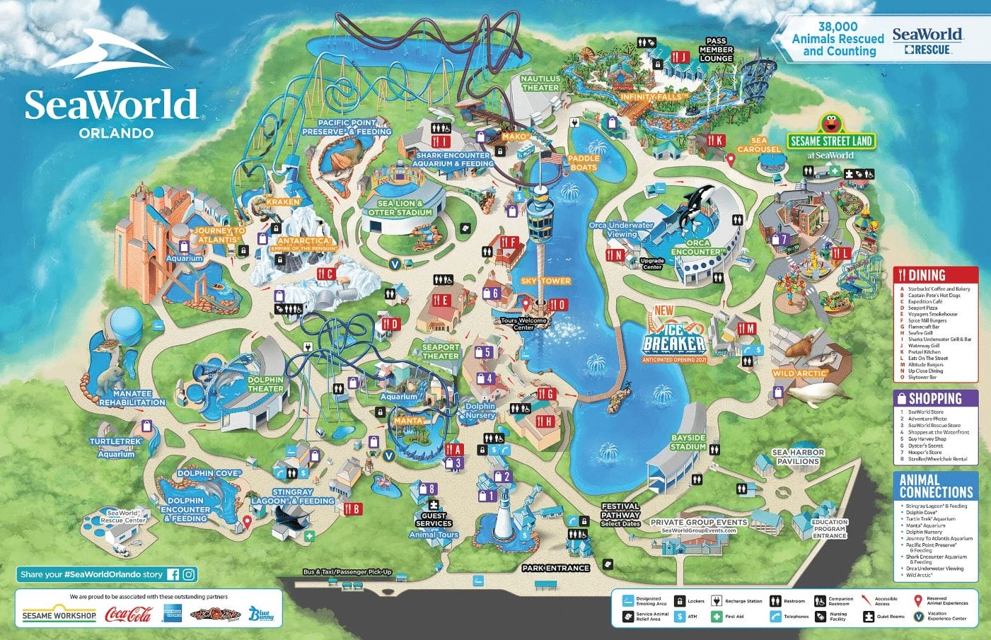 SeaWorld Orlando Map and Brochure (2024 - 1976) | ThemeParkBrochures.net