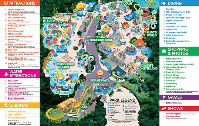 Sesame Place Map and Brochure (2001 - 2024) | ThemeParkBrochures.net