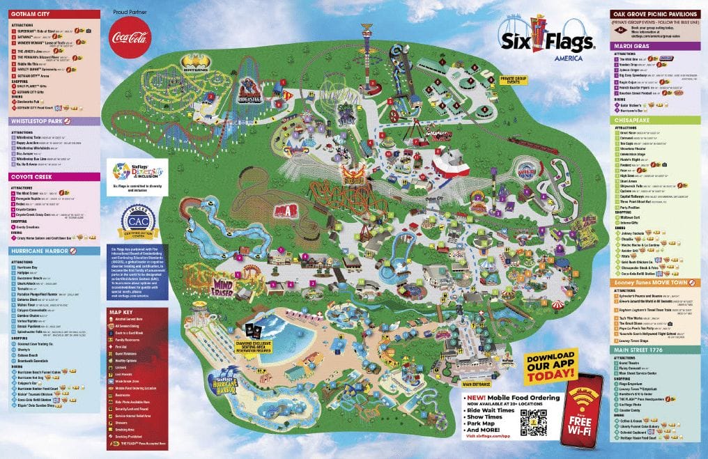Six Flags America Map and Brochure (1999 - 2023) | ThemeParkBrochures.net