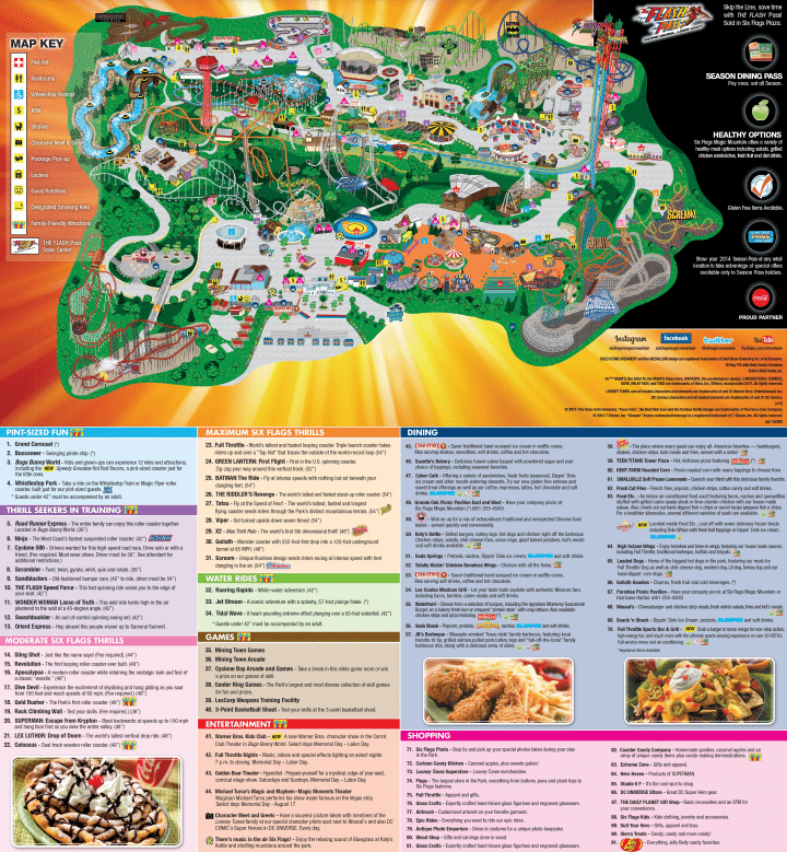 Six Flags Magic Mountain Map and Brochure (1988 - 2023 ...