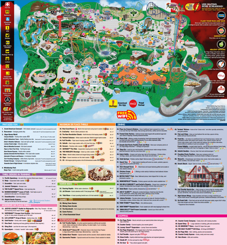 Six Flags Magic Mountain Map and Brochure (1988 - 2023 ...