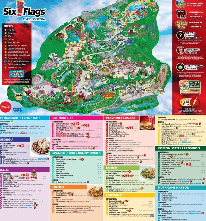 Six Flags Over Georgia Map and Brochure (1979 - 2024 ...