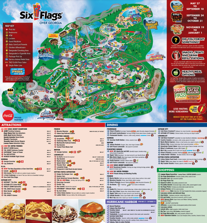 Six Flags Over Georgia Map and Brochure (1979 - 2024 ...