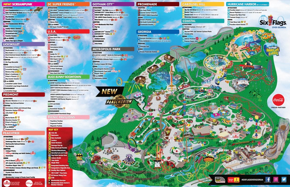 Six Flags Over Georgia Map and Brochure (1979 - 2024 ...
