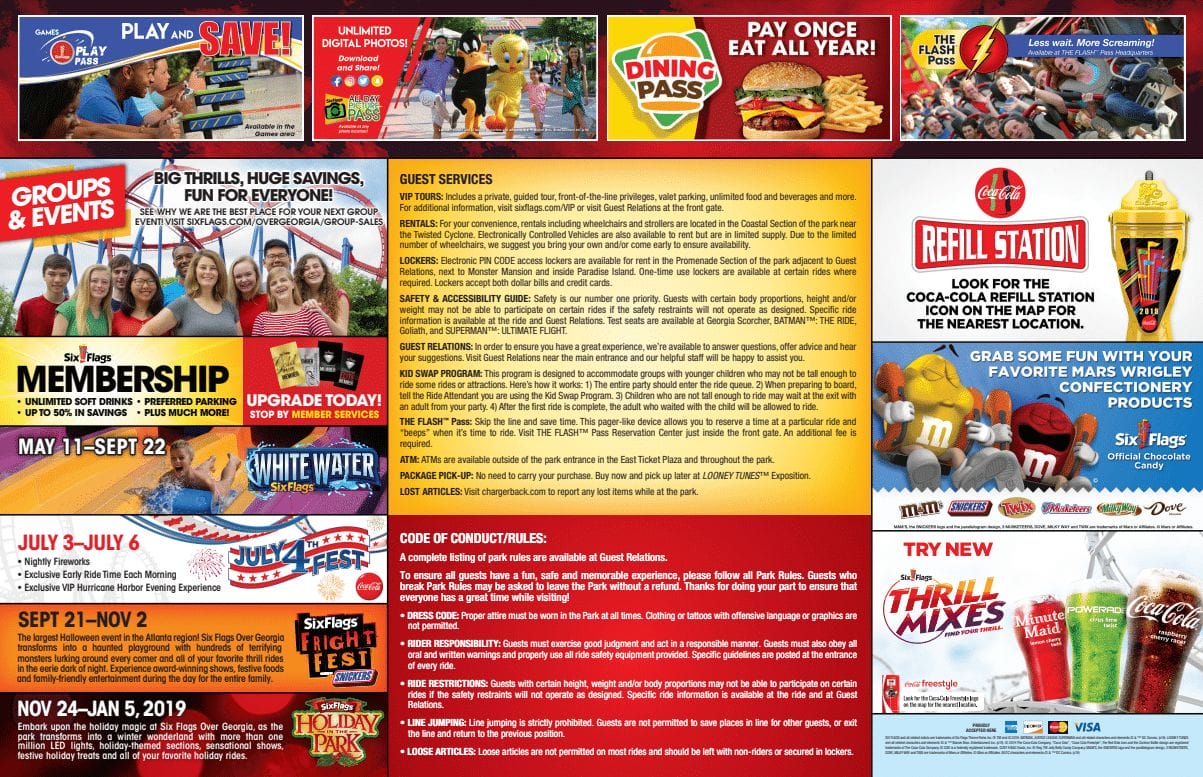 Six Flags Over Georgia Map and Brochure (1979 - 2024 ...