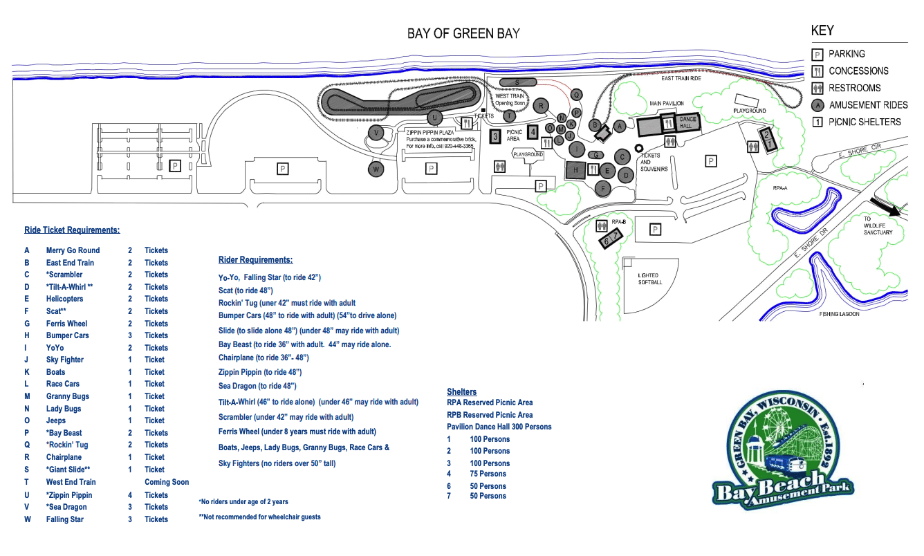 Bay Beach Amusement Park Map and Brochure (2018 - 2023 ...