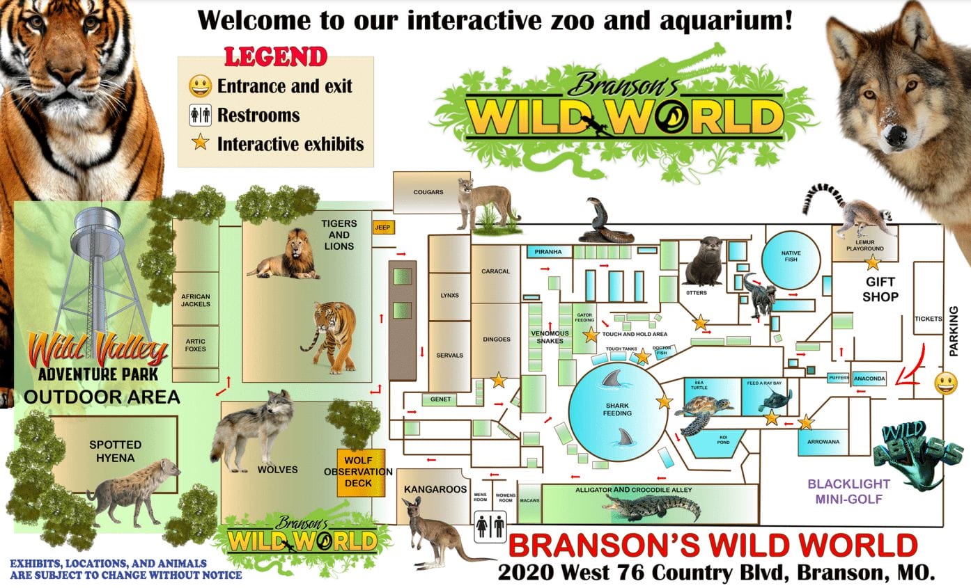 Branson's Wild World Map and Brochure (2023) | ThemeParkBrochures.net