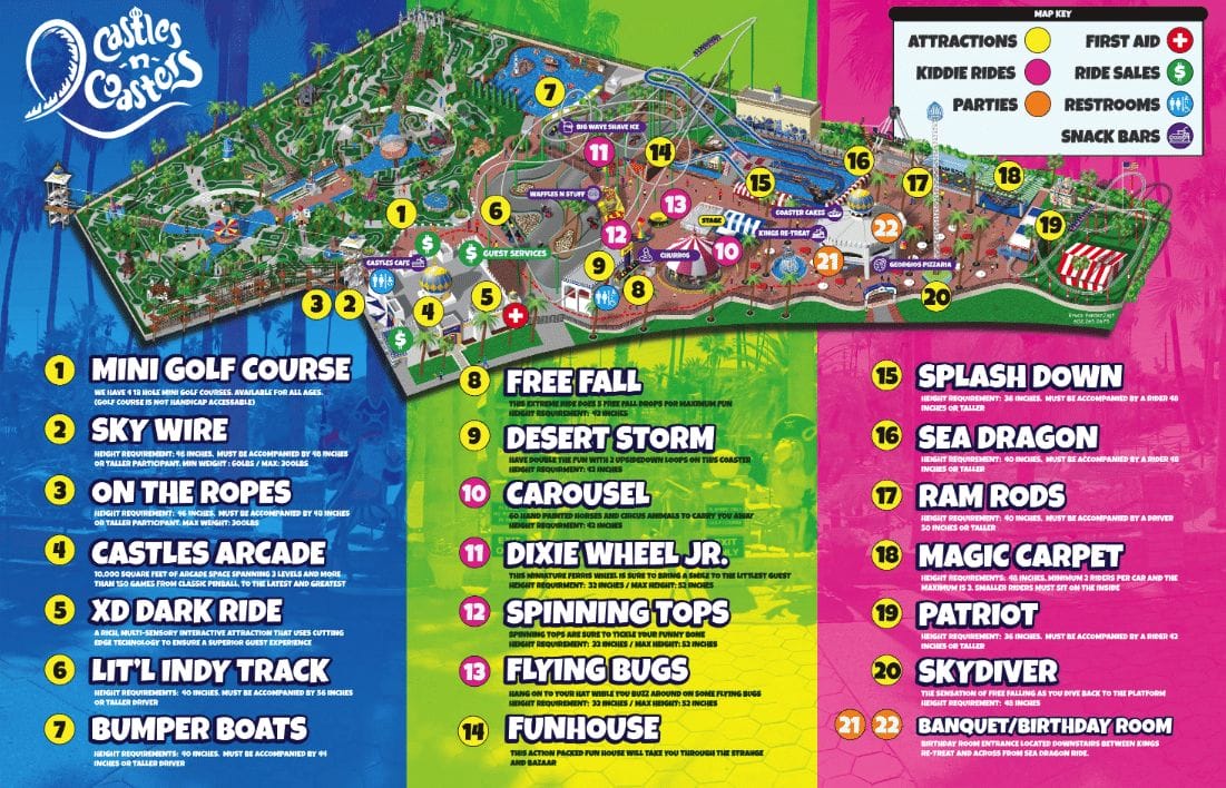 Castles N' Coasters Map and Brochure (2016 - 2023) | ThemeParkBrochures.net