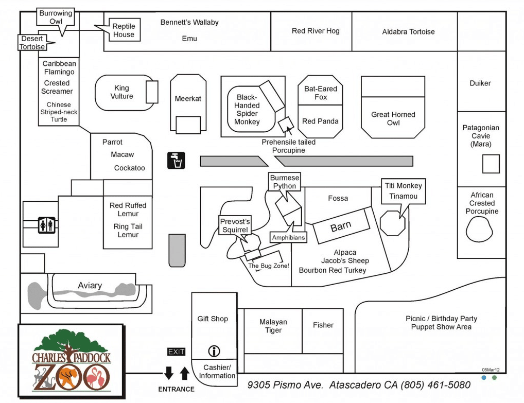 Charles Paddock Zoo Map and Brochure (2017 - 2023) | ThemeParkBrochures.net
