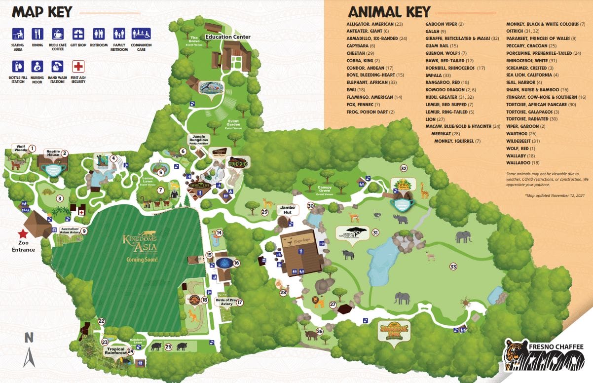 Fresno Chaffee Zoo Map and Brochure (2021 - 2023) | ThemeParkBrochures.net