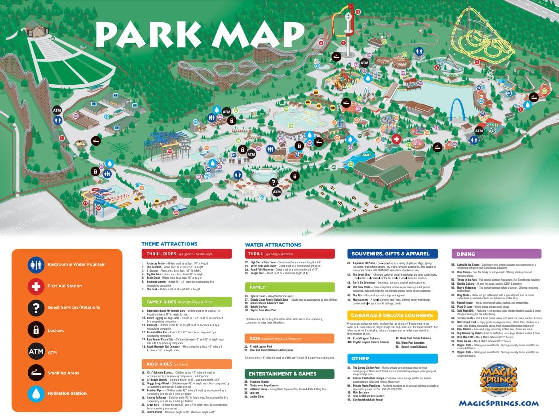 Magic Springs Theme and Water Park Map and Brochure (2023 ...