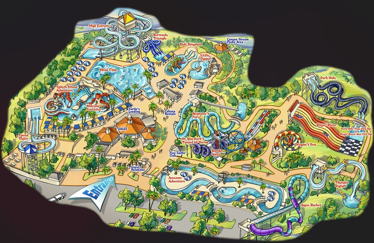 Raging Waters Map and Brochure (2023) | ThemeParkBrochures.net