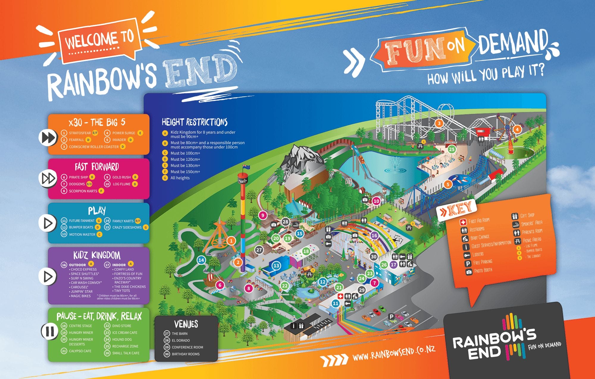 Rainbow's End Map and Brochure (2016 - 2023) | ThemeParkBrochures.net