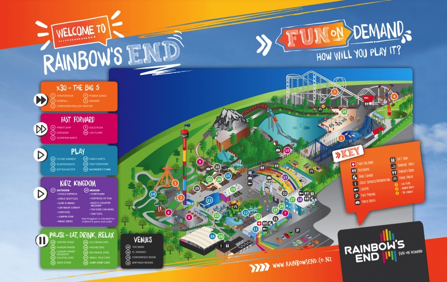 Rainbow's End Map and Brochure (2016 - 2023) | ThemeParkBrochures.net