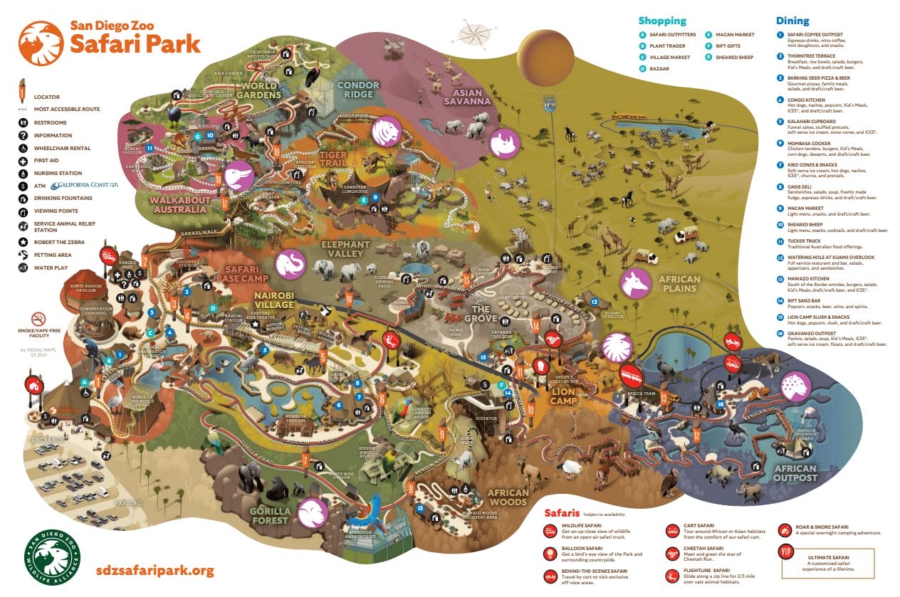 San Diego Zoo Map and Brochure (2021 - 2024) | ThemeParkBrochures.net
